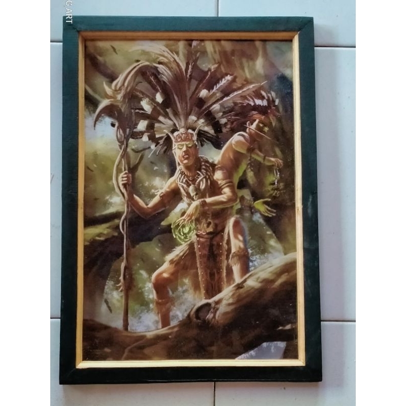 Jual hiasan dinding poster suku Dayak vector plus figura ukuran 53*35 ...