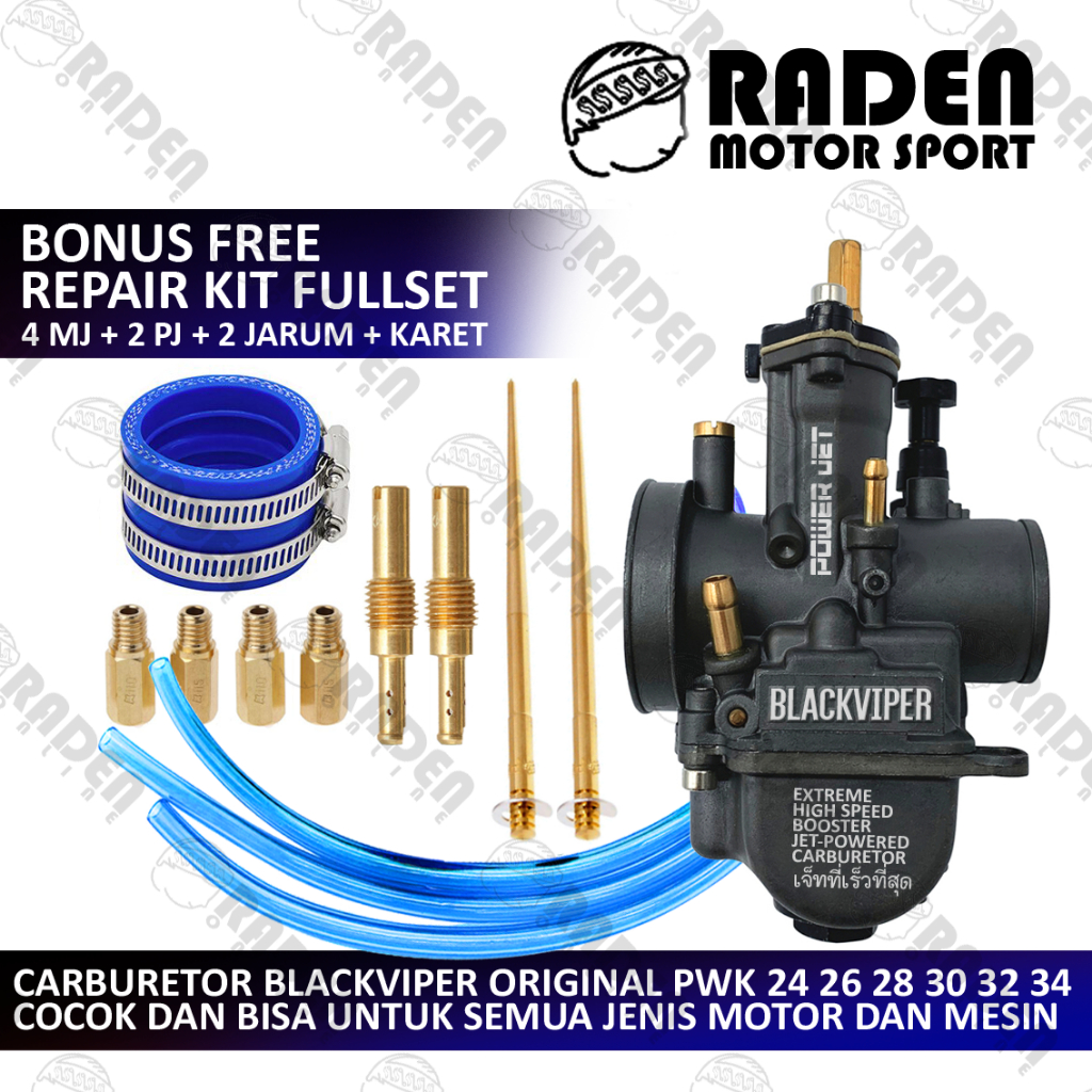 Jual (COD) KARBURATOR FULL SET BLACKVIPER ORIGINAL HITAM PWK 24 26 28 30 32 34 BLACK VIPER KARBU ...
