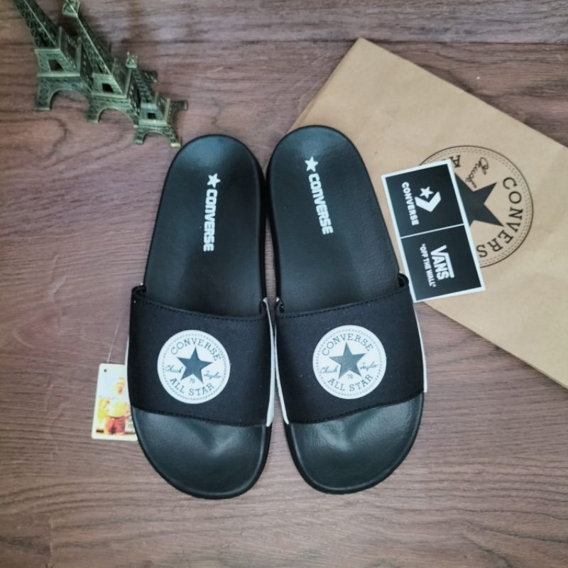 Jual SANDAL SLIDE CONVERSE HITAM PREMIUM / SANDAL SLOP PRIA WANITA CONVERSE BLACK / SENDAL SELOP ...