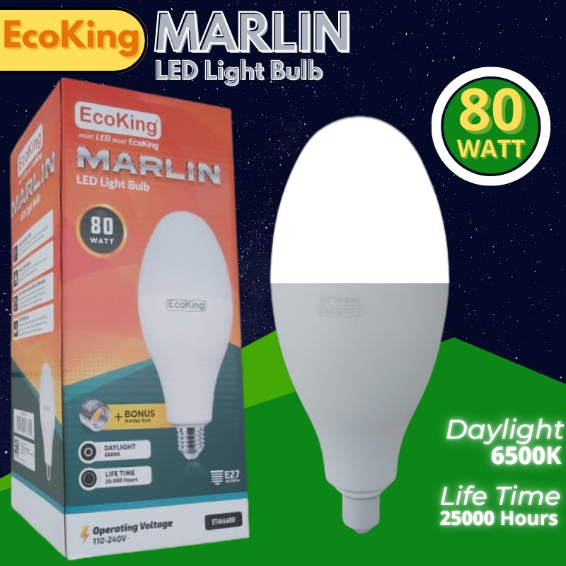 Jual Lampu Jalan 80w LED Bulb marlin ecoKing 80 Watt E27 dan E40 ...