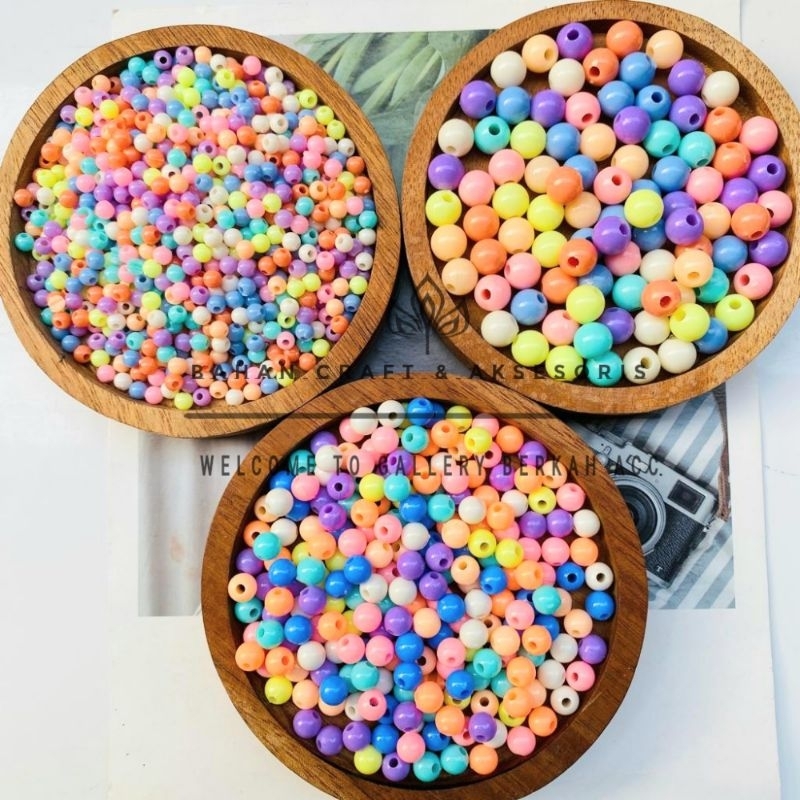 Jual [20 Gram] Mote Susu Bulat Bola Manik Susu Pastel Bulat 4/6/8 Mm | Shopee Indonesia