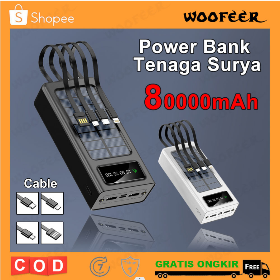 Jual WOOFEER Power Bank Tenaga Surya Powerbank Solar Panel Powerbank ...