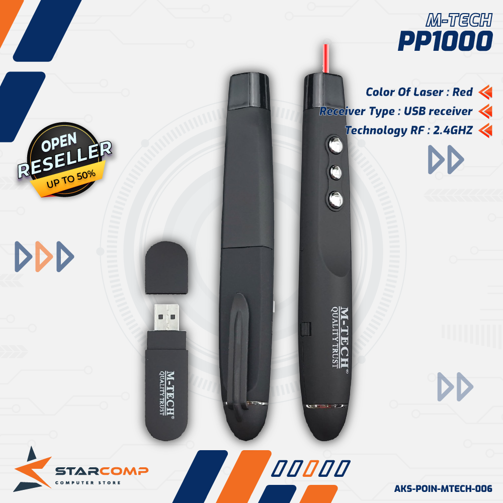 Jual M-TECH ORIGINAL LASER POINTER PP1000 ALAT WIRELESS PRESENTASI - M ...