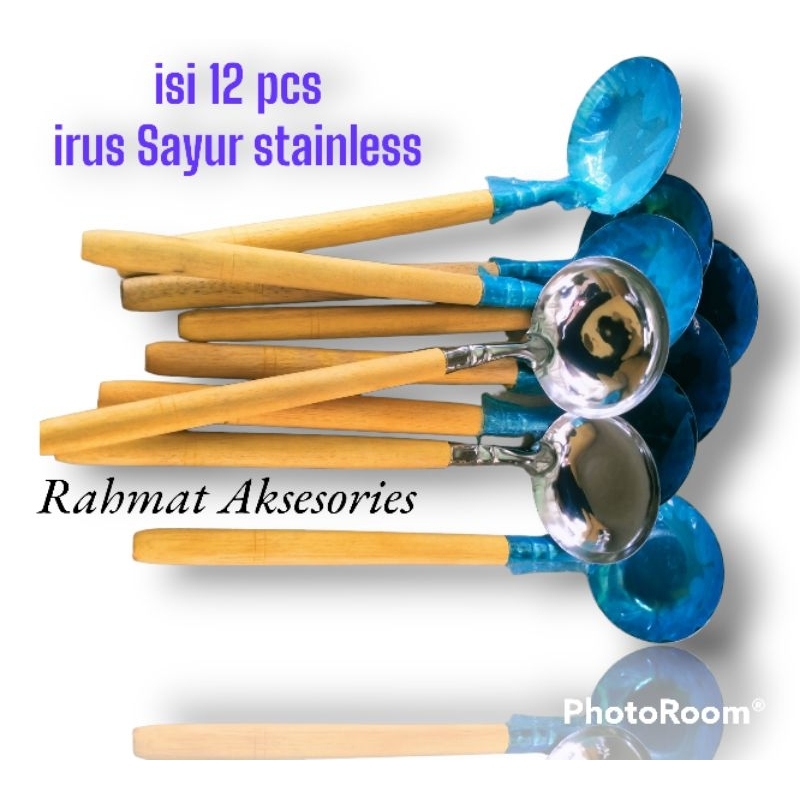 Jual irus sayur stainless gagang kayu isi 12 pcs | Shopee Indonesia