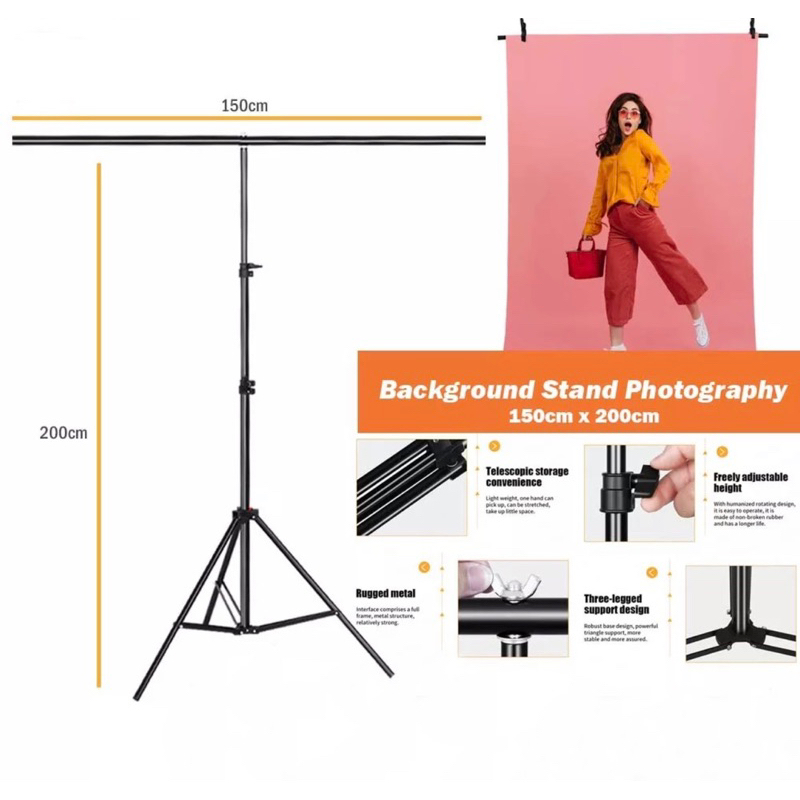 Jual STAND BACKGROUND FOTO STUDIO Ukuran Tinggi 200cm X Lebar 150cm ...