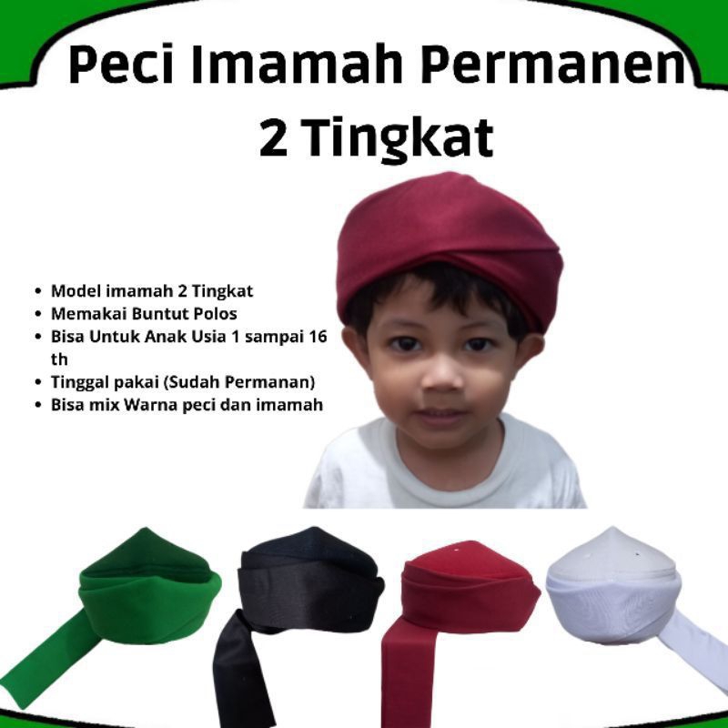 Jual PECI IMAMAH 2 TINGKAT LANGSUNG PAKAI SORBAN IMAMAH ANAK & DEWASA ...