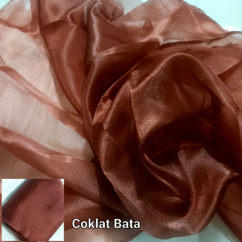 Jual kain organza pasir/crinkle metalik/sparle gliter/organza crystal ...