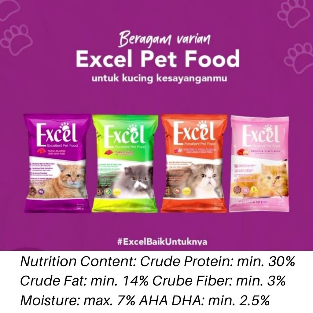 Jual Excel Pakan Kucing Excellent Cat Food Dry 500gram Makanan Kucing ...