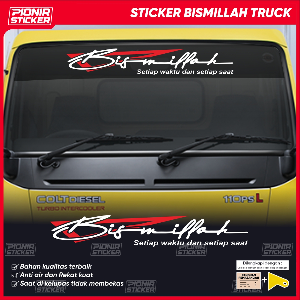 Jual STIKER CUTTING BISMILLAH KACA DEPAN TRUK/PICKUP Stiker Kaca Depan ...