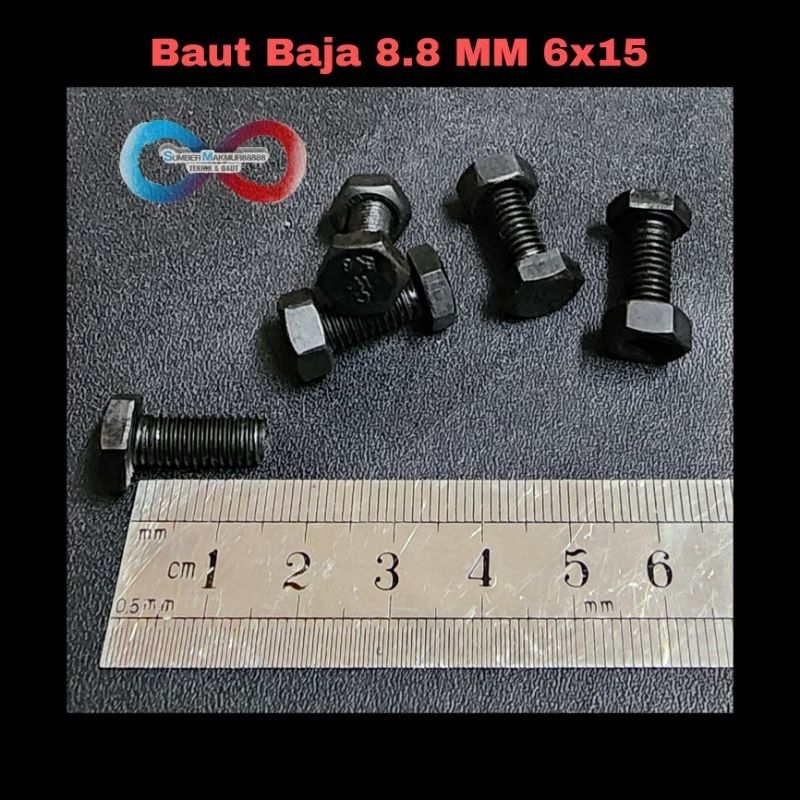 Jual Baut Mur Baja htb (grade 8.8) 6x15 mm FULLDRAT | Shopee Indonesia
