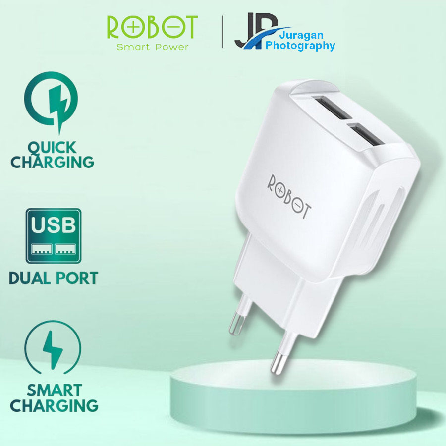 Jual Charger Fast Charging Robot RT-K6 2.4A Dual Output White | Shopee ...