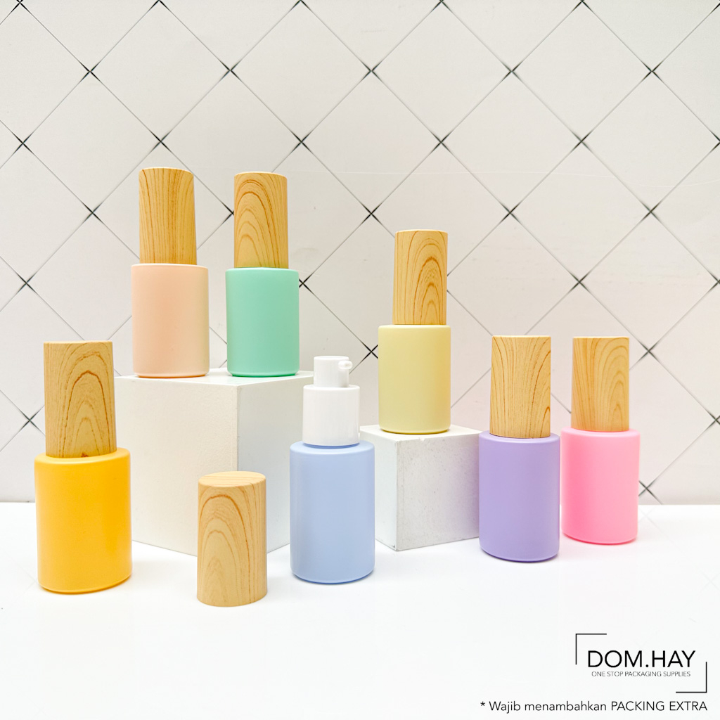 Jual 30ml Botol Pump Wood Kaca Pastel 7UK Skin Care Lotion Serum Sabun ...