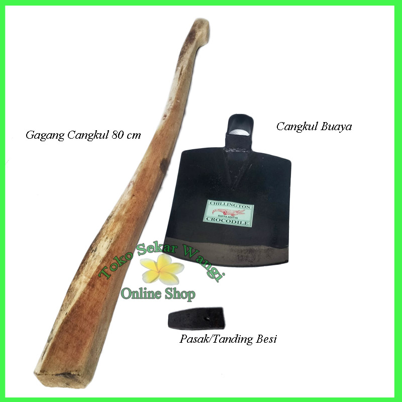 Jual Cangkul SIAP PAKAI Pacul cap Crocodile + Gagang Cangkul terpasang ...