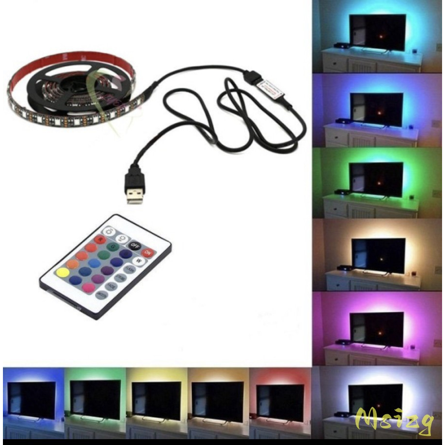 Jual USB Mood Light 5V 2M Led Strip 5050 RGB dengan Remote Control 24 ...