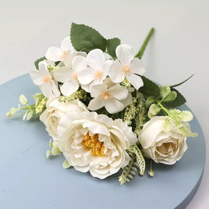 Jual B087 Buket Bunga Mawar Rose Peony putik Begonia Lavender Hydrangea ...