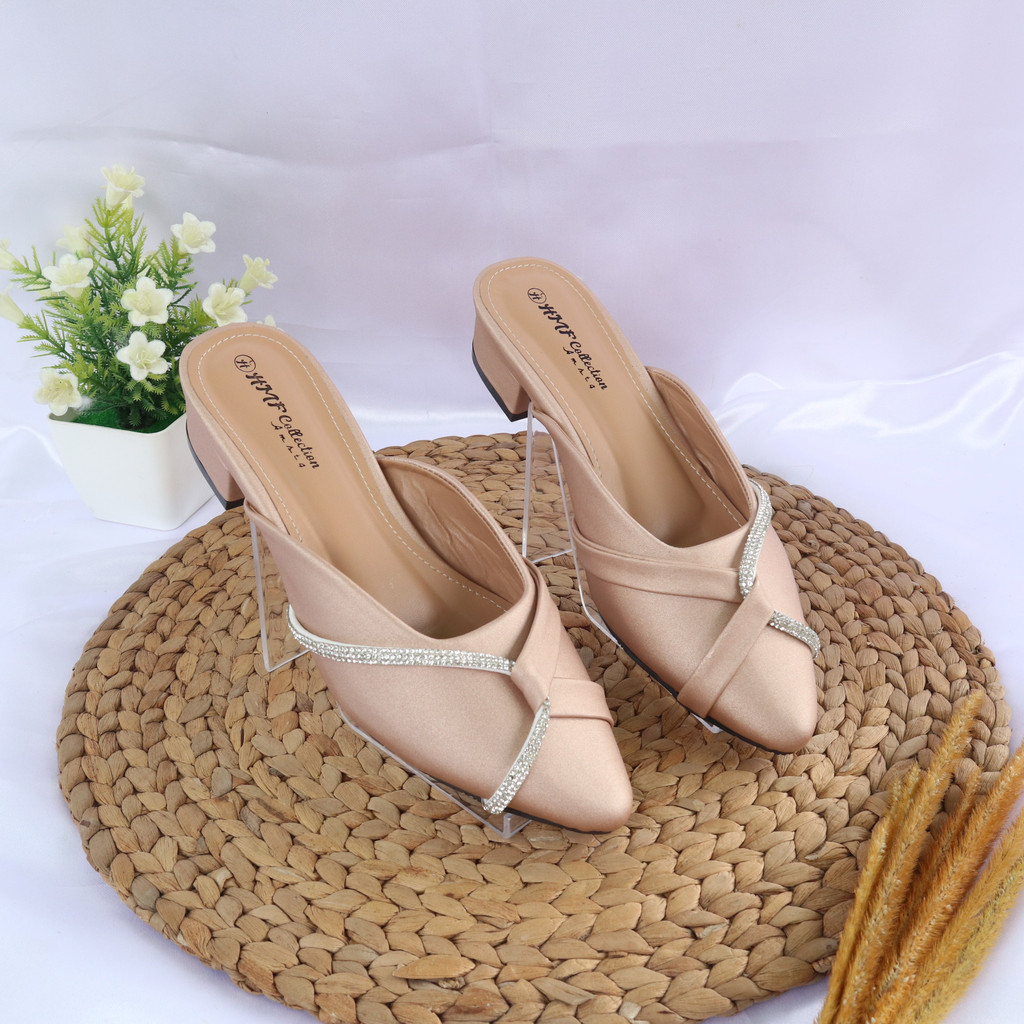 Jual HMF Hateru Sepatu Heels Mules Wanita NB09 | Shopee Indonesia