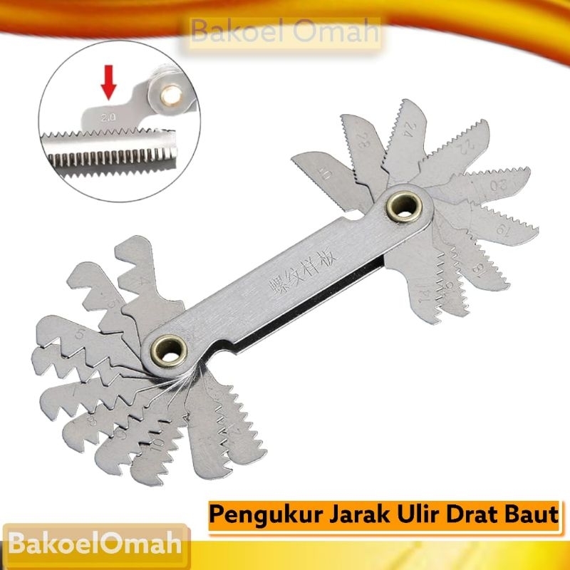 Jual Alat pengukur ulir bulir senai drat baut set Alat ukur jarak ulir ...