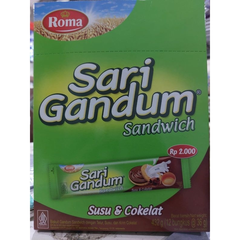 Jual Sari Gandum Sandwich Biskuit Gandum Roma Susu Telur Krim Cokelat ...