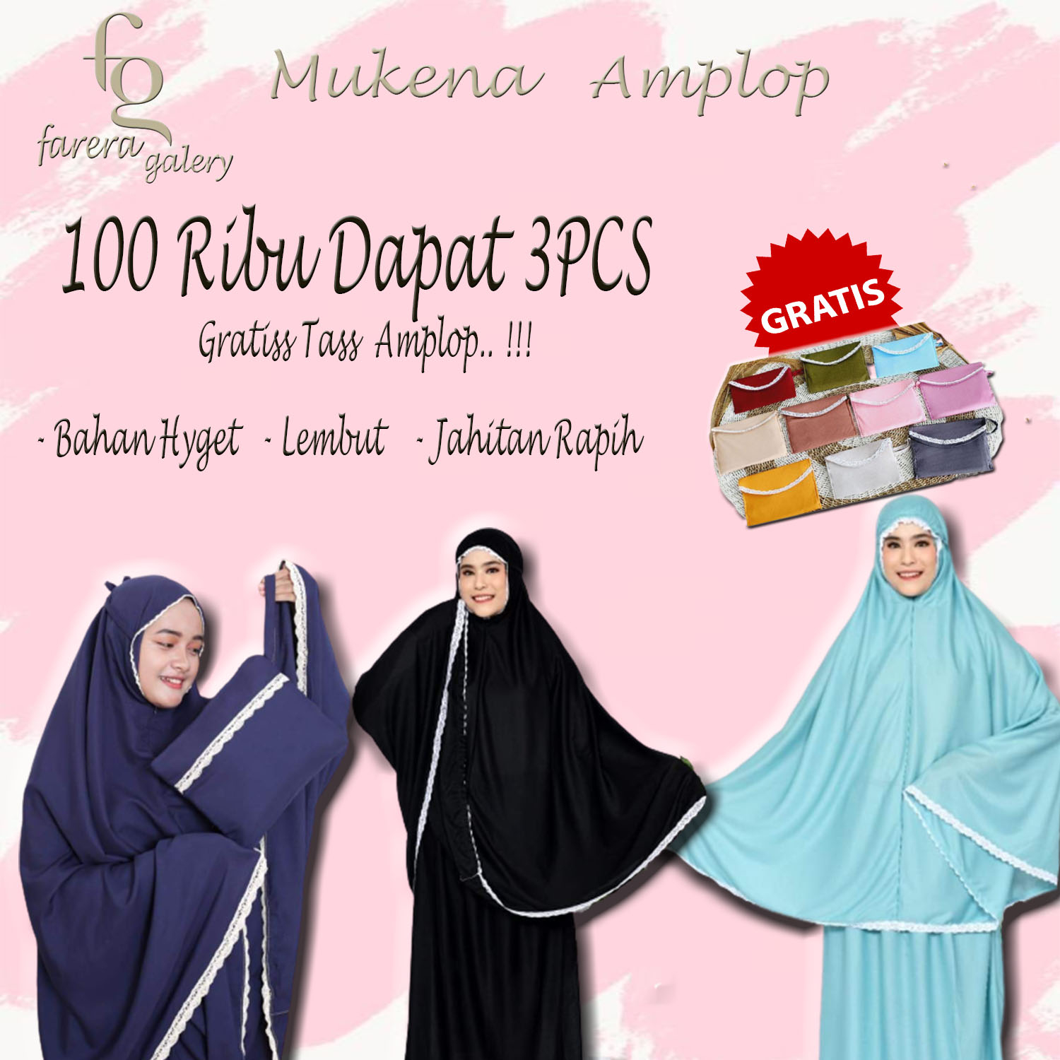 Jual PAKET HEMAT 100 RIBU DAPAT 3 PCS MUKENA WANITA DEWASA POLOS RENDA ... Jual PAKET HEMAT 100 RIBU DAPAT 3 PCS MUKENA WANITA DEWASA POLOS RENDA ...