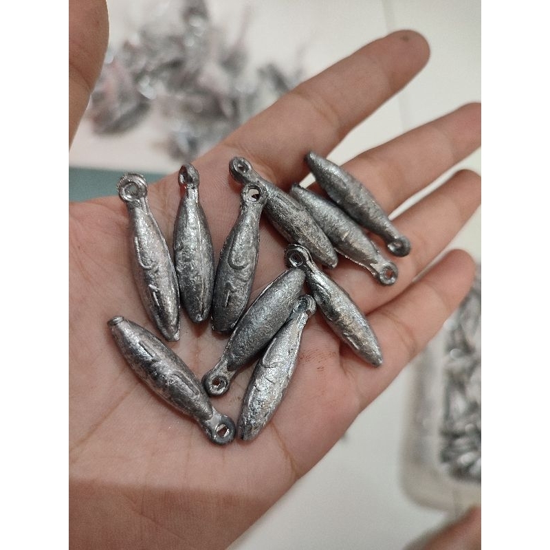 Jual (isi 10 Pcs) Timah pancing J1 berat/Pcs 10gram | Shopee Indonesia