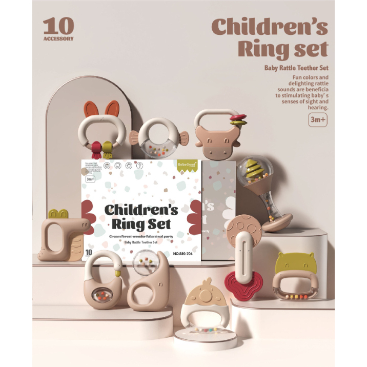 Jual Children Ring Set Mainan Anak Teether Bayi Gigitan Rattle Stick Free BPA | Shopee Indonesia
