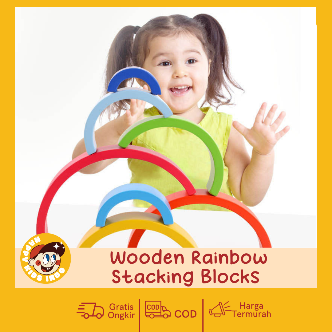 Jual PUZZLE KAYU WOODEN RAINBOW STACKING BLOCKS / PUZZLE SUSUN PELANGI ...