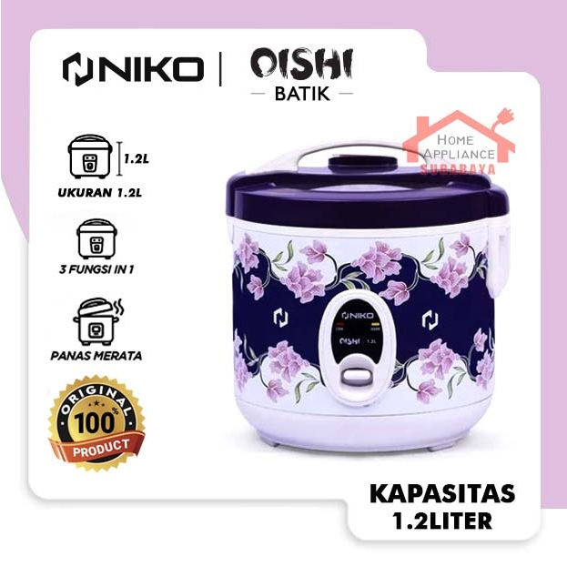 Jual NIKO Rice Cooker - Magic Com 3 IN 1 Oishi 1.2 Liter Tutup Kaca ...