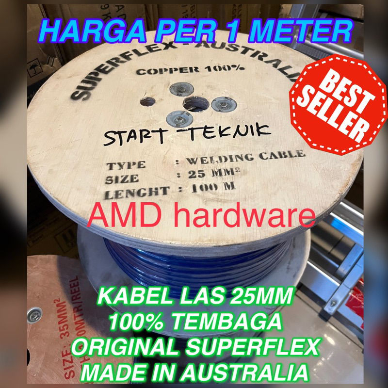 Jual KABEL LAS FULL TEMBAGA 25MM Eceran WELDING CABLE SUPERFLEX 25 mm ...