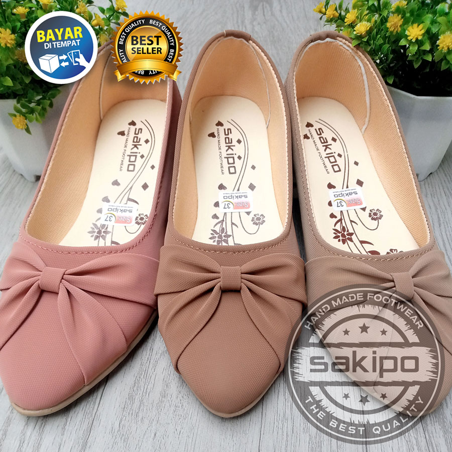 Jual Sepatu Balet Wanita Pita Tengah Salem Hitam Mocca Flatshoes Pita ...