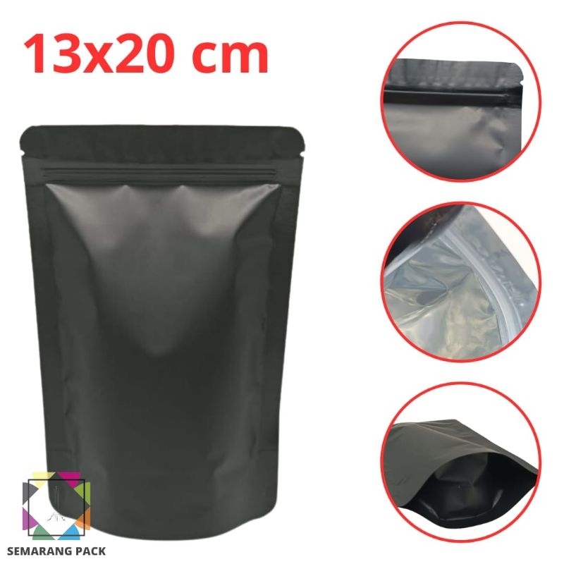 Jual Kemasan standing pouch hitam doff 13x20 (50 pcs) | Shopee Indonesia
