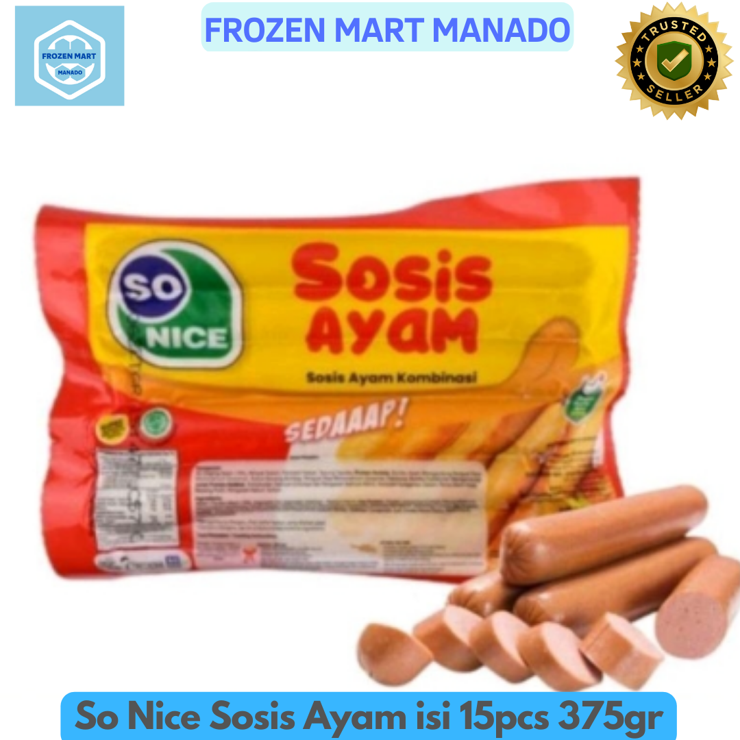 Jual So Nice Sosis Ayam isi 15pcs 375gr - Frozen Mart Manado (Frozen ...