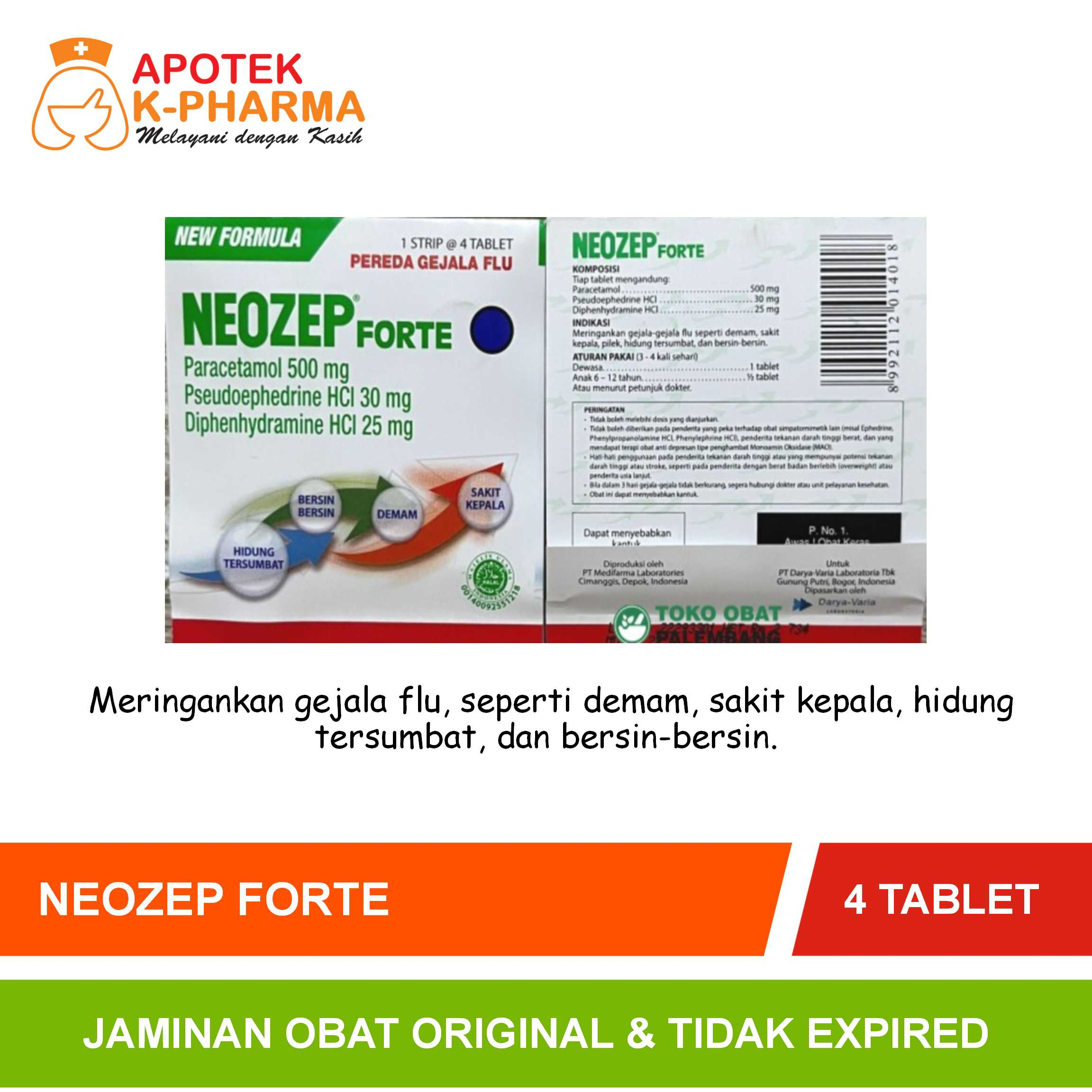 Jual Neozep Forte Strip Isi 4 Tablet Obat Original Darya Varia | Shopee ...