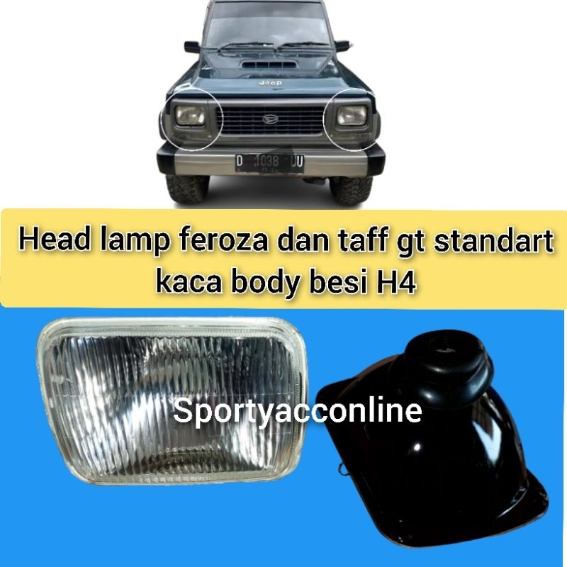 Jual head lamp feroza dan taff gt 7 inci kotak kaca standart H4 body ...