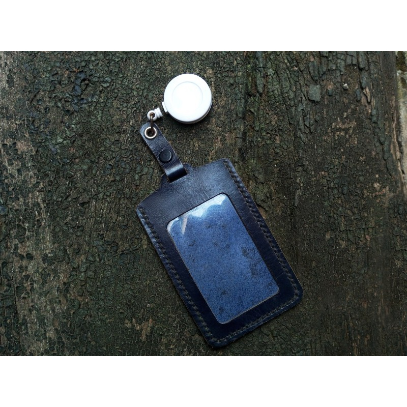 Jual Name Tag Id Card Kulit Sapi Warna Biru Model Selip Saku Bergaransi ...