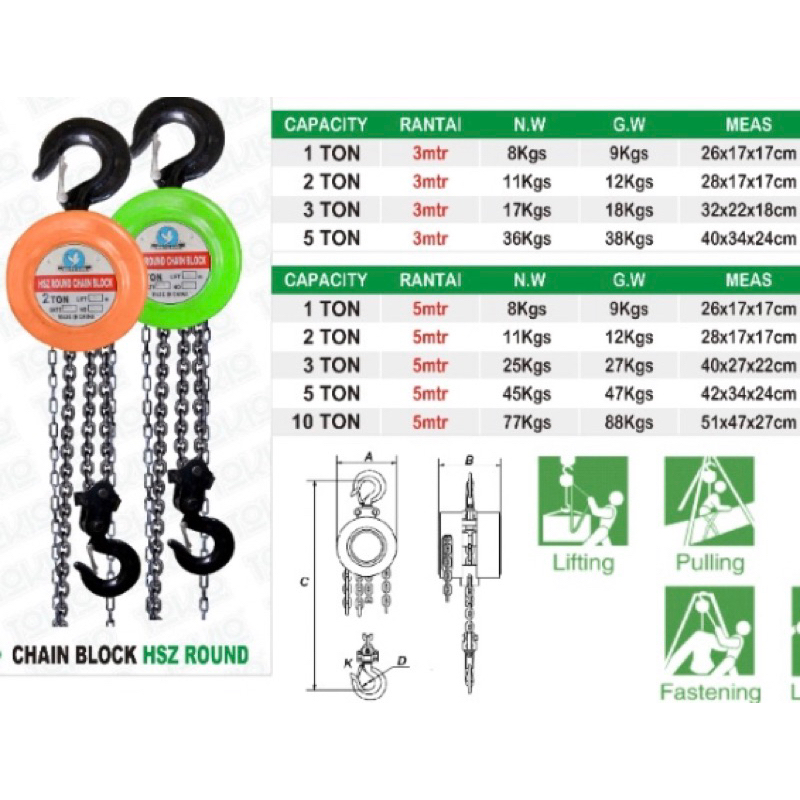 Jual Katrol Chain Block 2 Ton 5 meter White Bird | Shopee Indonesia