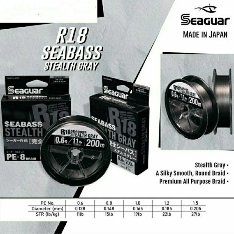 Jual Senar Pe Seaguar R18 Seabass Stealth Gray - Made in Japan | Shopee Indonesia
