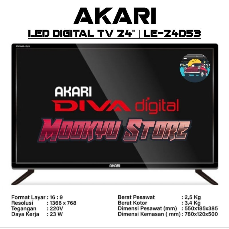 Jual AKARI LED TV 24 inch LE24D53 | LE 24D53 | LE-24D53 Digital TV USB ...