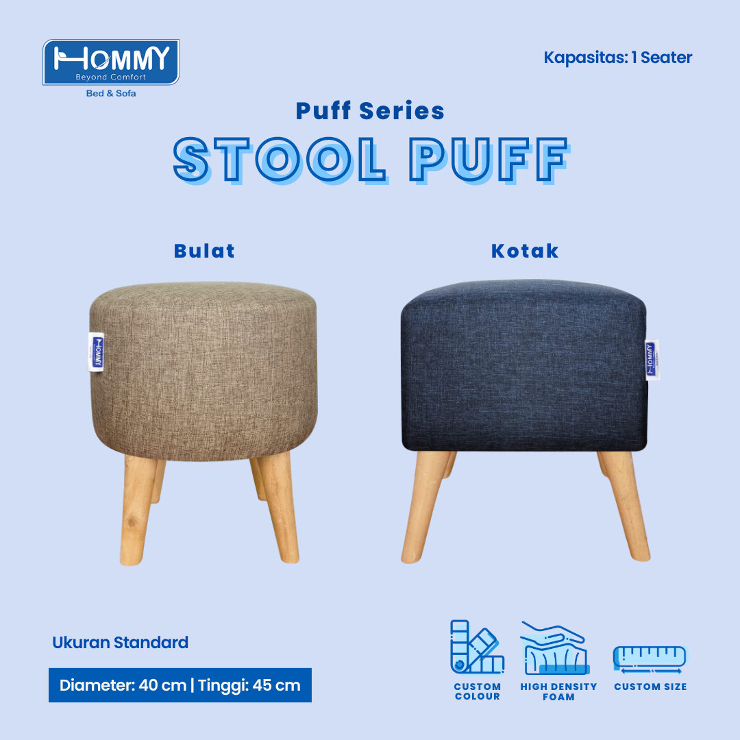Jual HOMMY Sofa Puff | Stool kaki kayu Minimalis | Kotak & Bulat ...