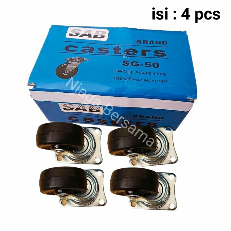 Jual Roda Caster 2 Inchi SAB Hidup Hitam PVC 1 Set isi 4 Pcs | Shopee ...