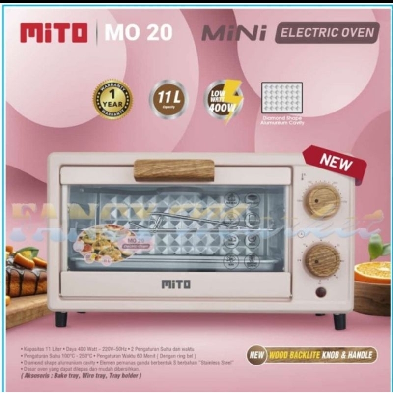 Jual OVEN MITO MINI MO 200 WOOD SERIES HANDLE KAYU 11 LT LOW WATT 400 ...
