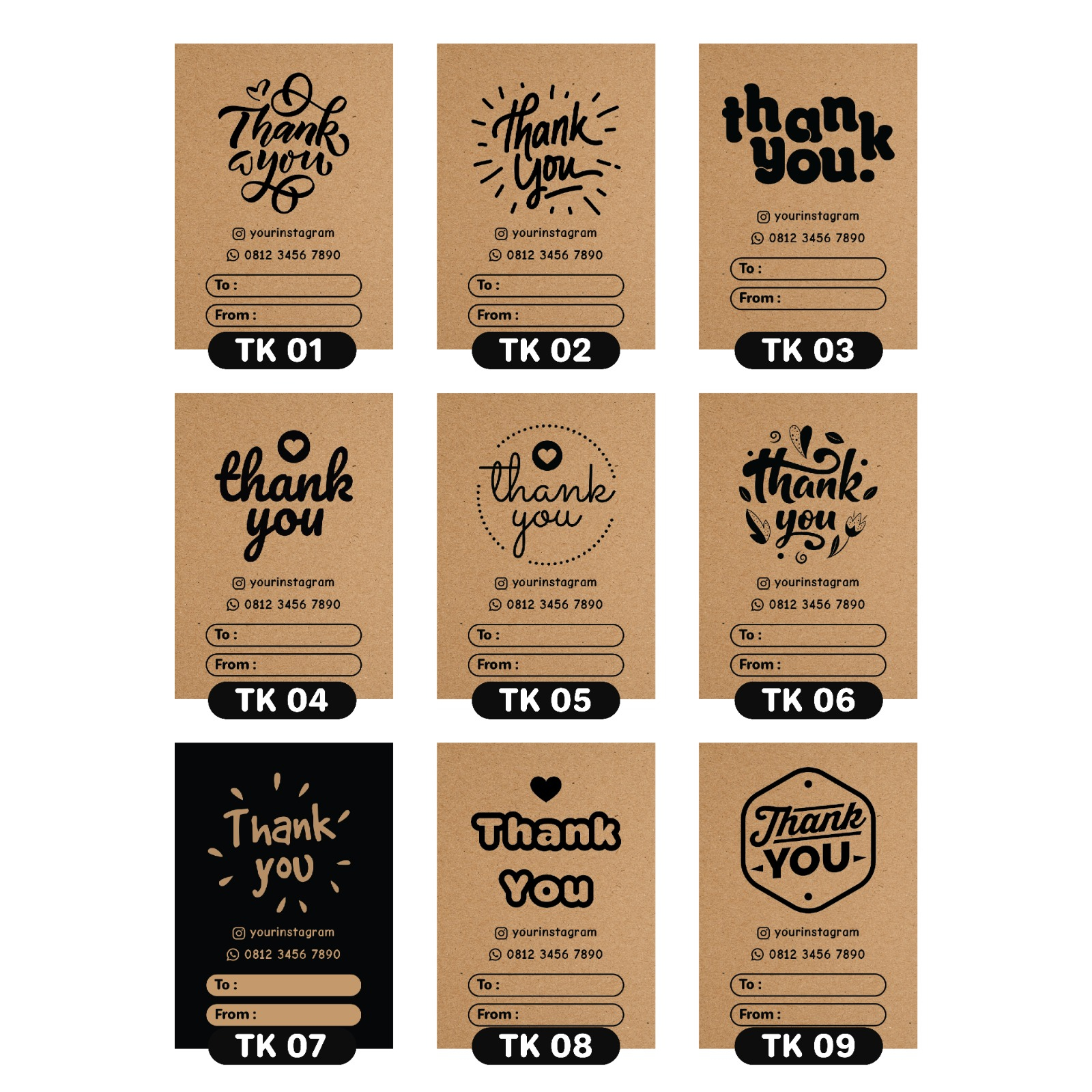 Jual Hang Tag Thank You Custom Kraft Paper 2 Sisi Thank You Series ...