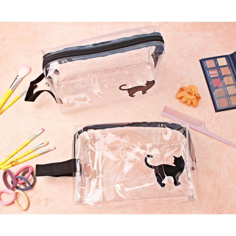Jual Dompet Kosmetik Wanita Transparan Seri Cat Hitam Aesthetic Pouch ...