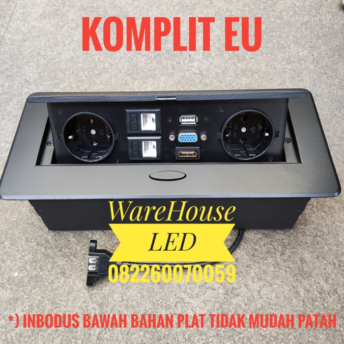 Jual Stop Kontak Meja Flip Up Stopkontak Table Socket BLACK HITAM ...