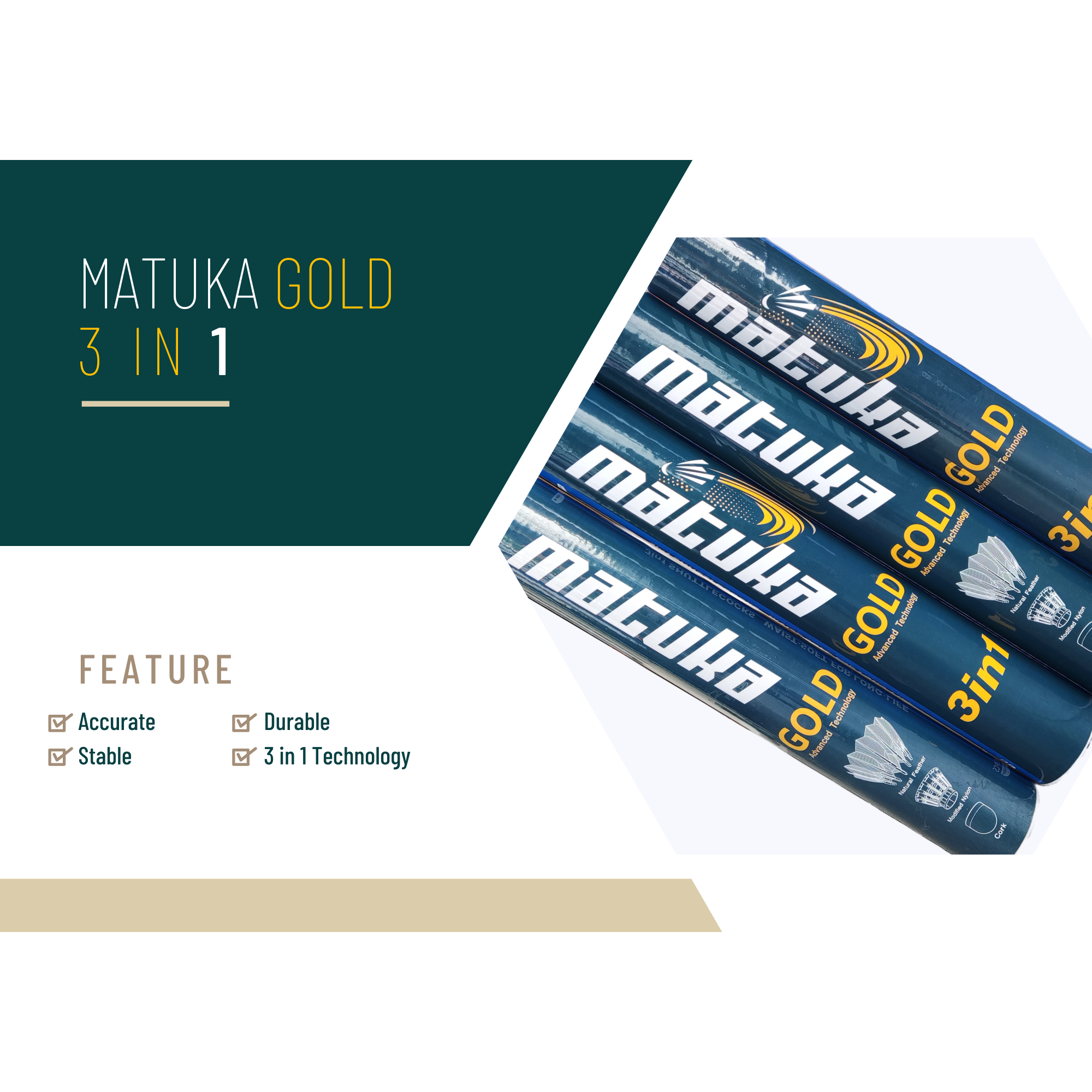 Jual MATUKA 3in1 Shuttlecock Badminton MATUKA Gold kok bulu tangkis ...