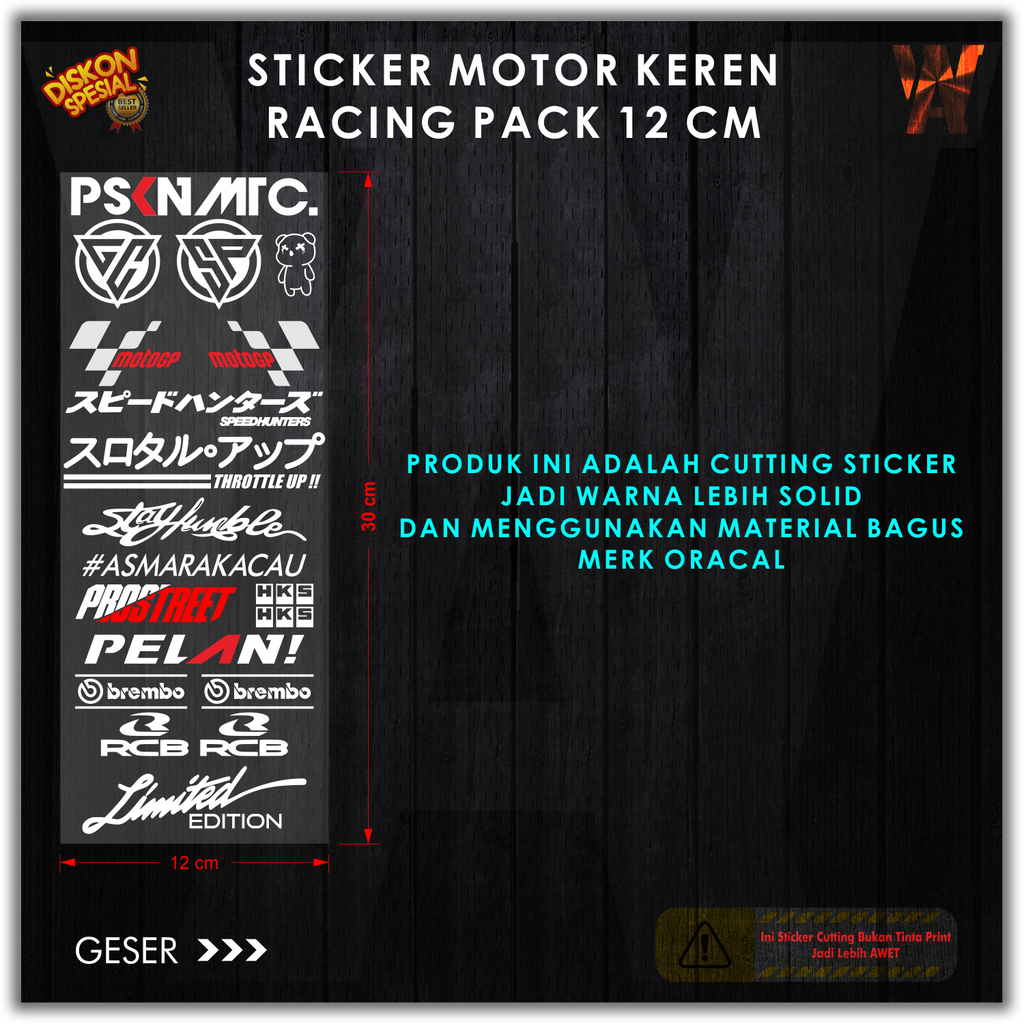 Jual Stiker Motor Racing Pack Logo Lebar 12 cm | Shopee Indonesia