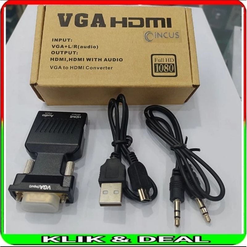 Jual converter VGA to HDMI plus audio adapter | Shopee Indonesia