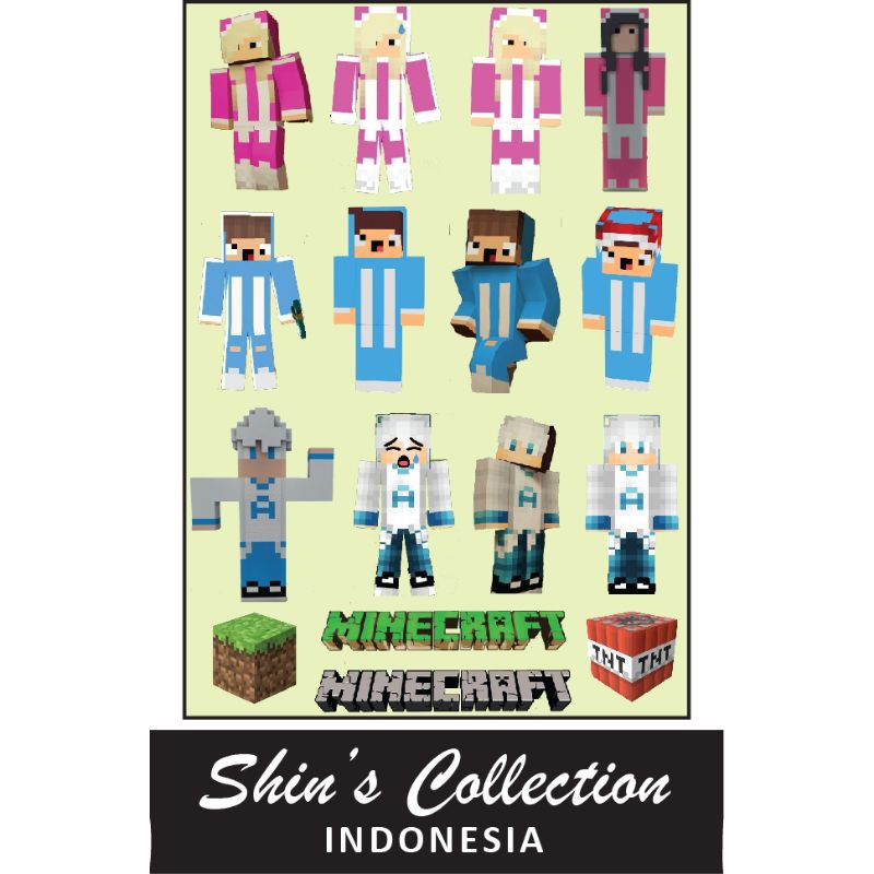 Jual Sticker stiker murah anti air minecraft Akudav Mipan Zuzuzu ...
