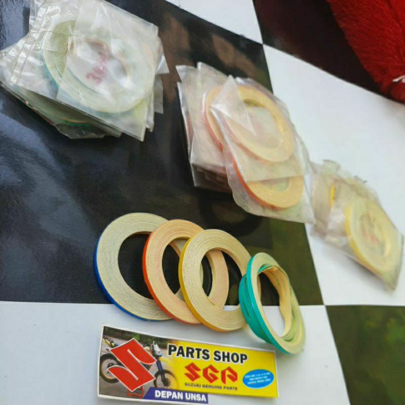 Jual Lis stiker ukuran 3 cm warna hijau kuning orange dan biru nyala ...