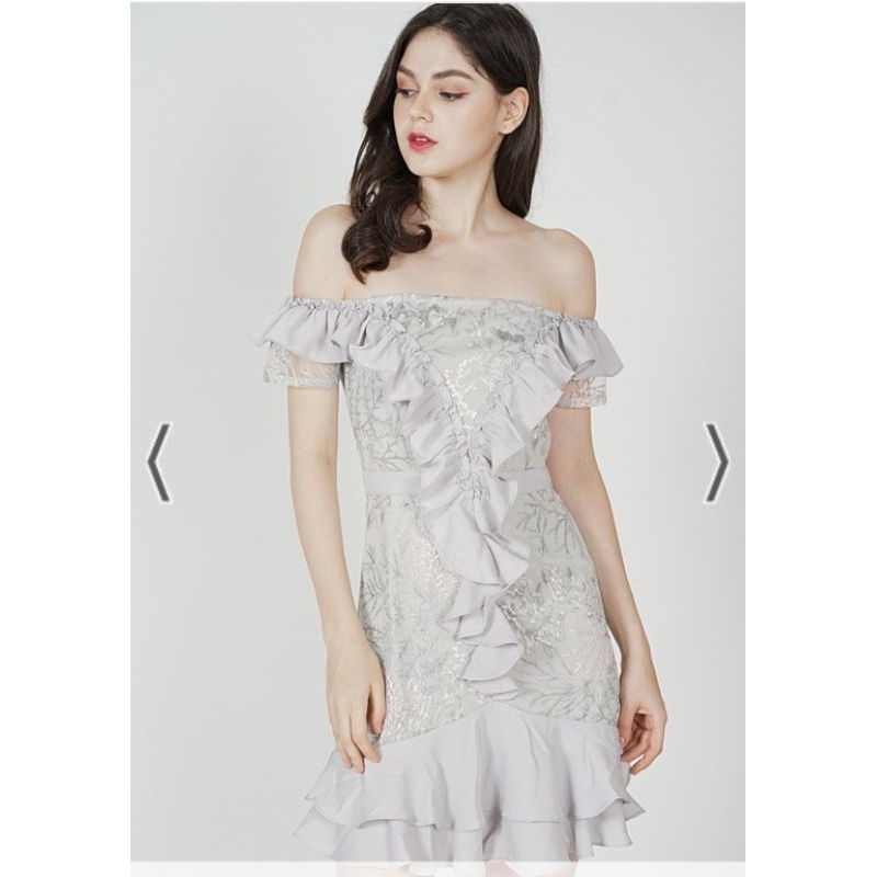 Jual MDS Frilly Flounce Dress in Grey | Shopee Indonesia