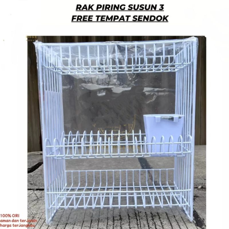 Jual Rak Piring + Tempat Sendok Susun 3 Rak Piring MD Rak Besi Anti ...
